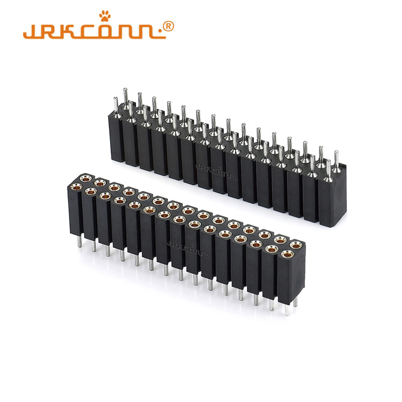 Double Row 2.54 Mm Pitch Connector Machined Female Header Long Pins ...